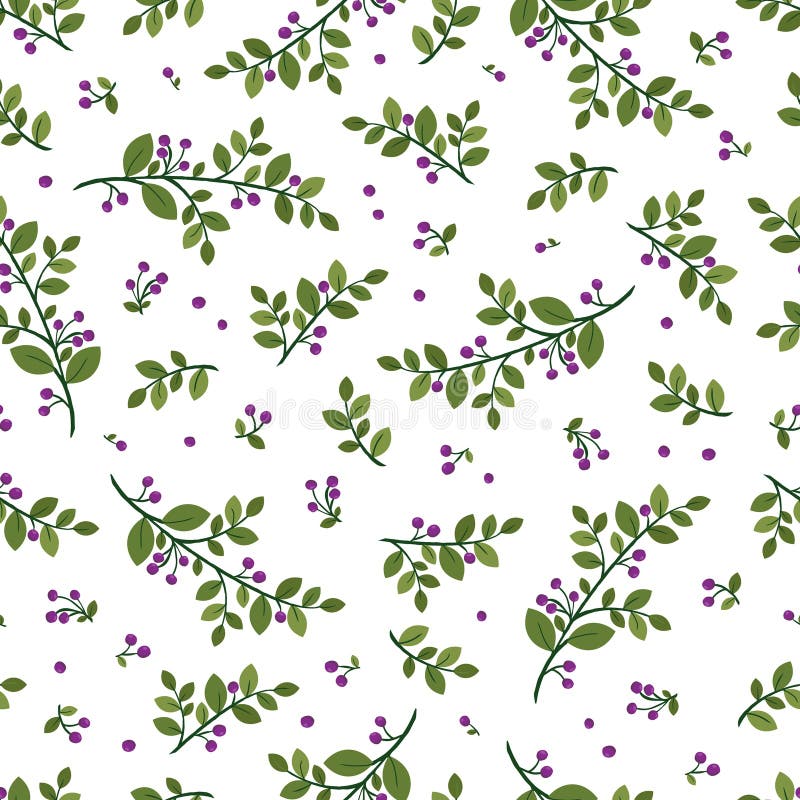 Seamless Pattern with Hand Drawn Vintage Branches with Leaves and Berry ...