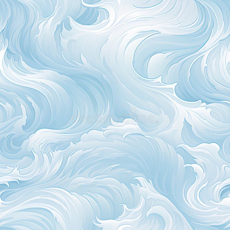 Seamless Pattern with Hand Drawn Waves and Curls on Solid Backgrounds ...