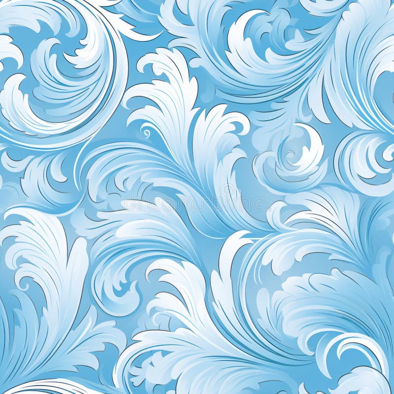 Seamless Pattern with Hand Drawn Waves and Curls on Solid White and ...