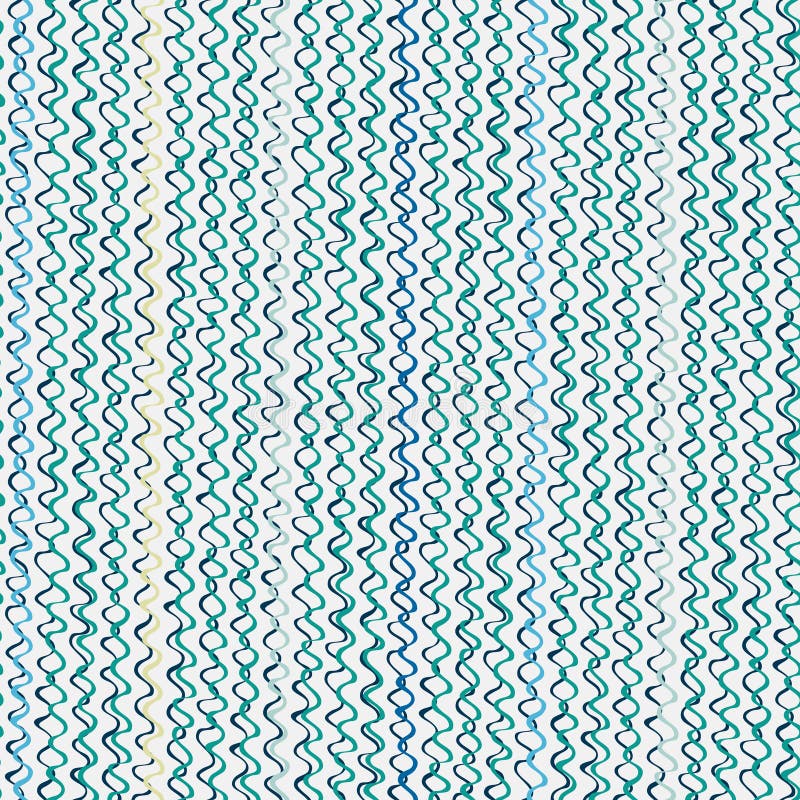 Seamless Pattern with Hand Drawn Wavy Lines on Blue Background Stock ...