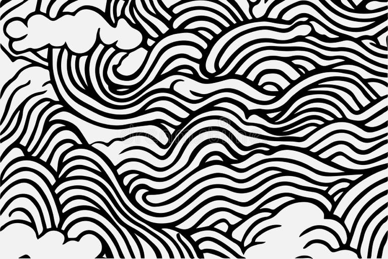 Seamless Pattern with Hand Drawn Wavy Lines, Editable EPS Vector Format ...
