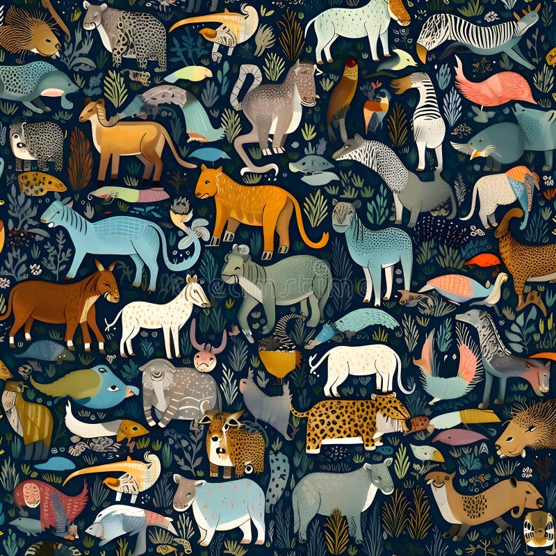 Hand Drawn Wild Animals Set Vector Illustration. Stock Vector ...