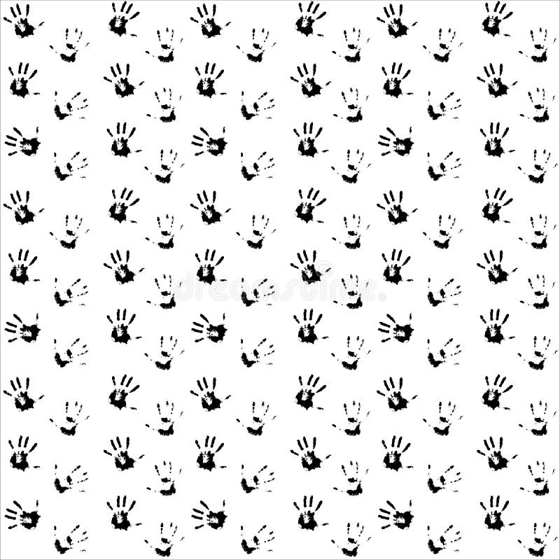 Seamless Pattern Hand Print Black Stock Vector - Illustration of print ...