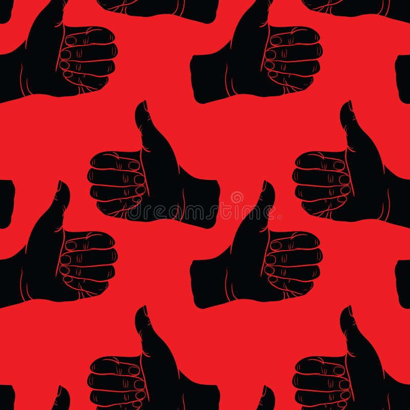 Seamless Pattern Hand Showing Symbol Like. Making Thumb Up Gesture ...