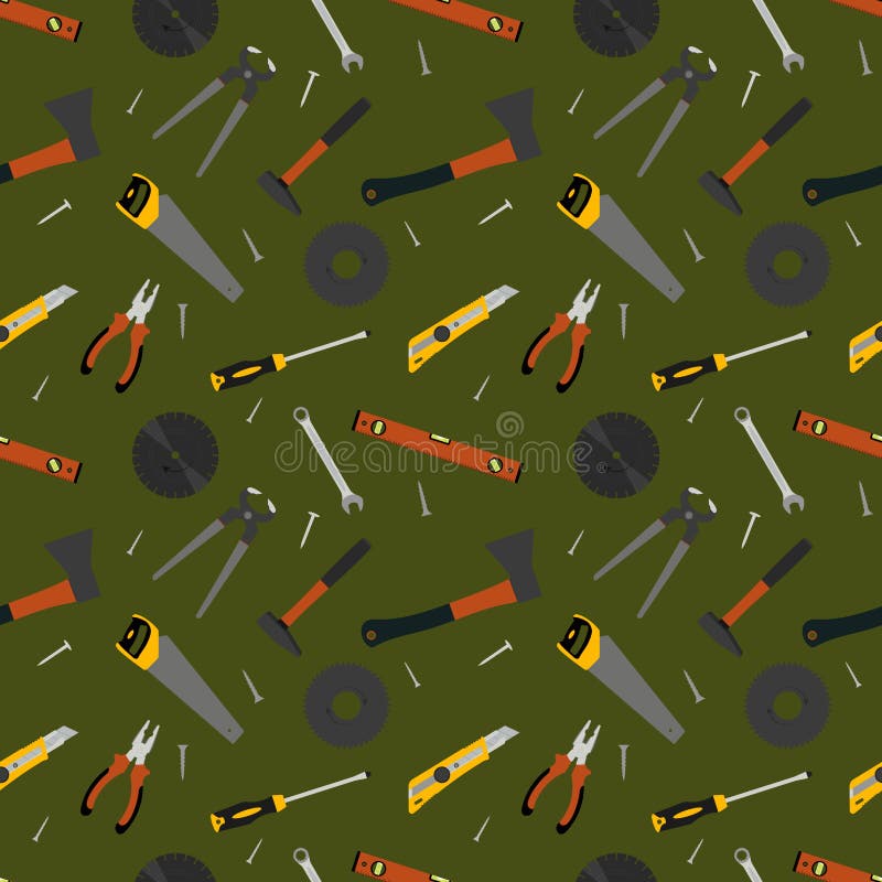 Seamless Pattern of Hand Work Tools Stock Vector - Illustration of ...