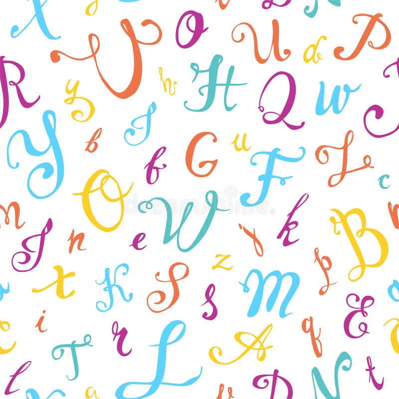 Seamless Pattern. Hand Written Calligraphic Letters Stock Vector ...