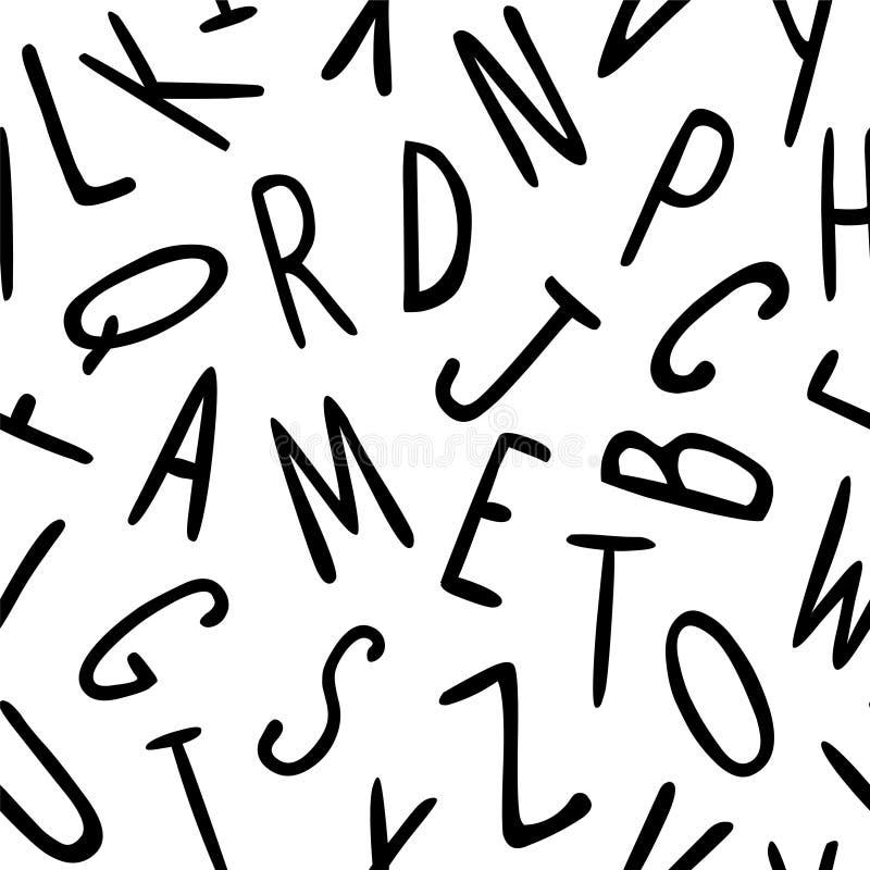 Seamless Pattern - Vector Letters Stock Vector - Illustration of drawn ...