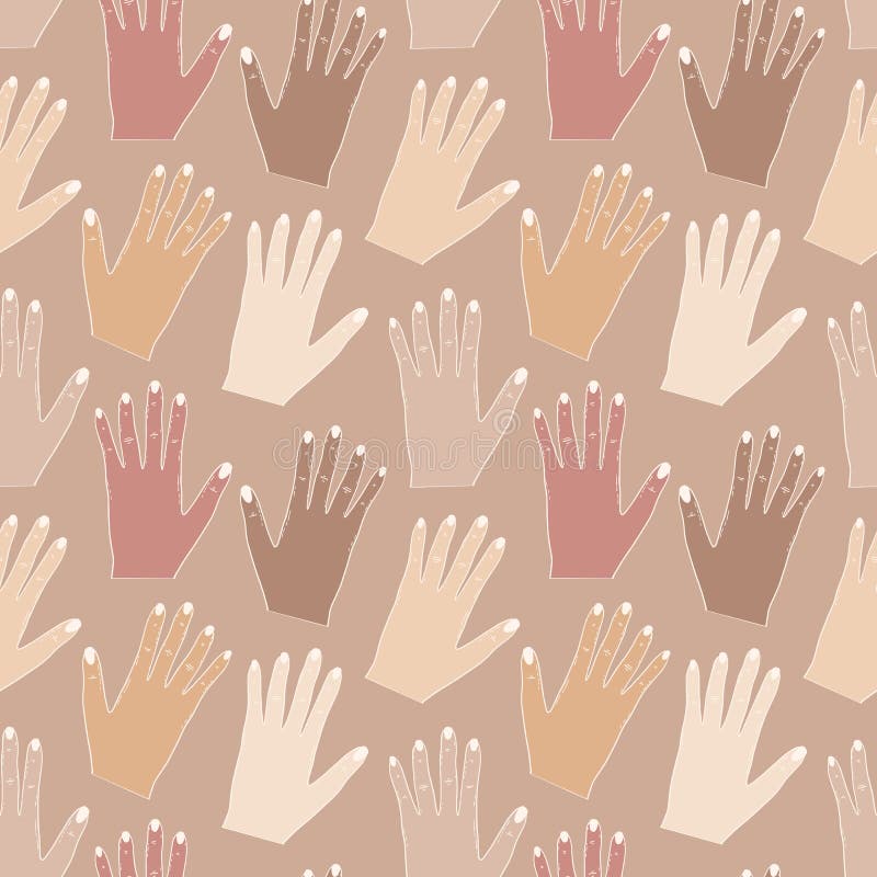 Seamless Pattern with Hands of Different Skin Colors. Anti Racism ...