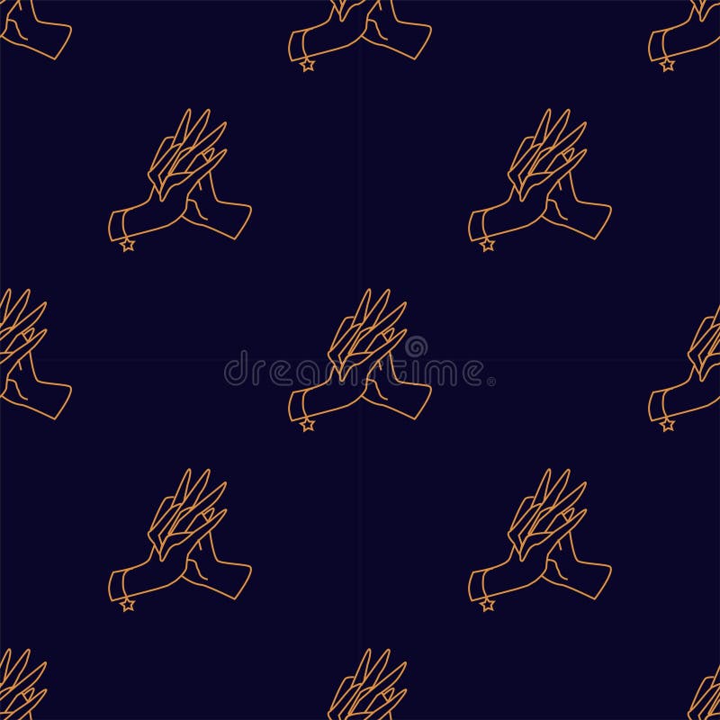 Seamless Pattern Hands with Interlaced Fingers Hand Draw Boho Fantasy ...