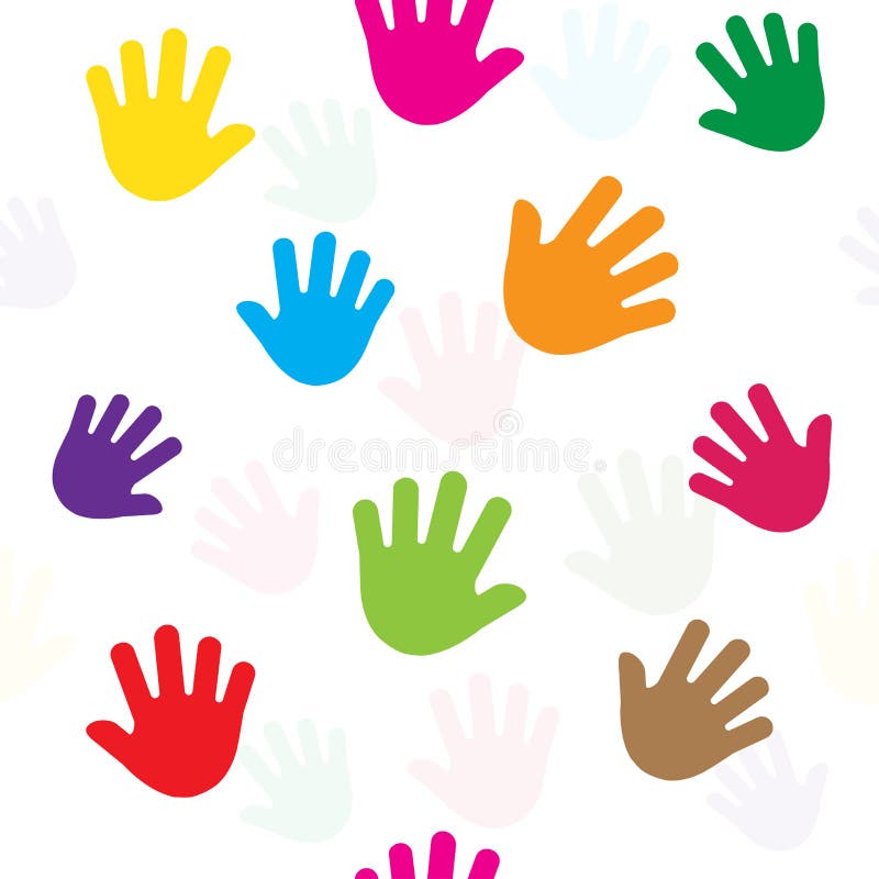 Seamless Pattern with Hands, Palms, Colorful Silhouette. Vector Stock ...