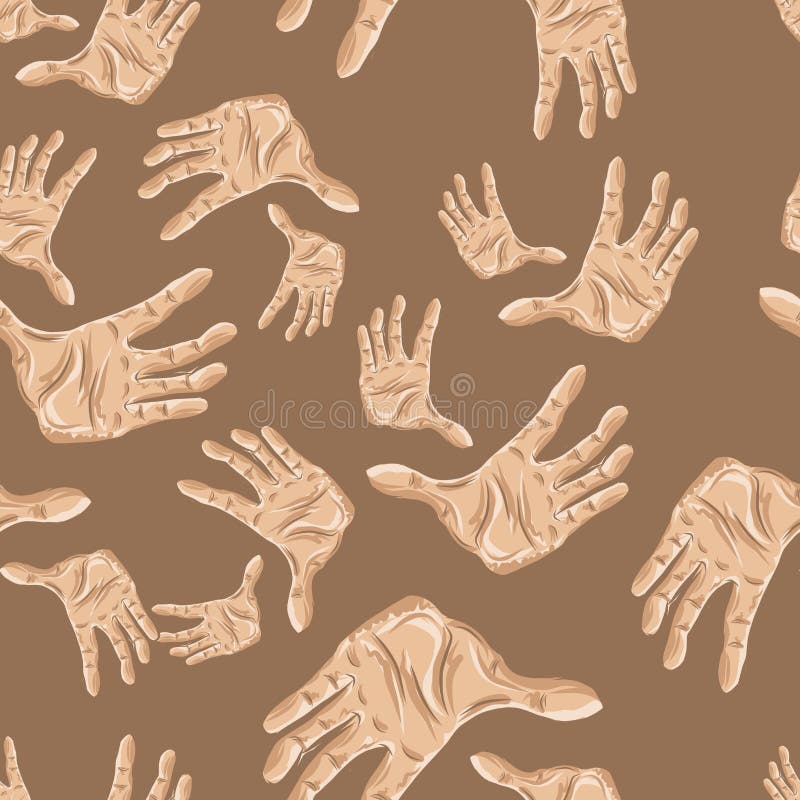 Seamless pattern of hands stock vector. Illustration of fingerprint ...