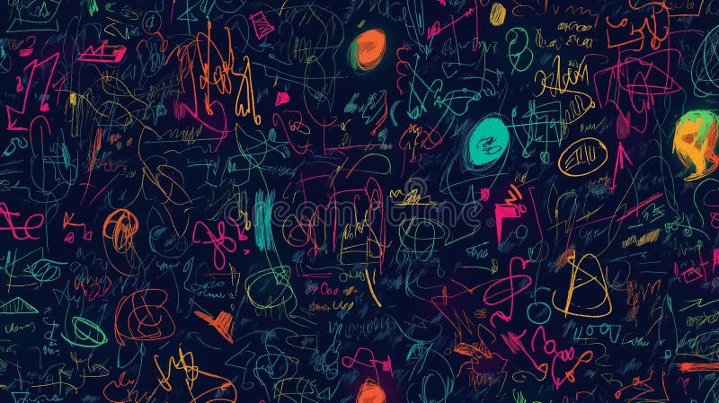 Seamless Pattern Handwritten Math Formulas Mixed Flowcharts Diagrams ...