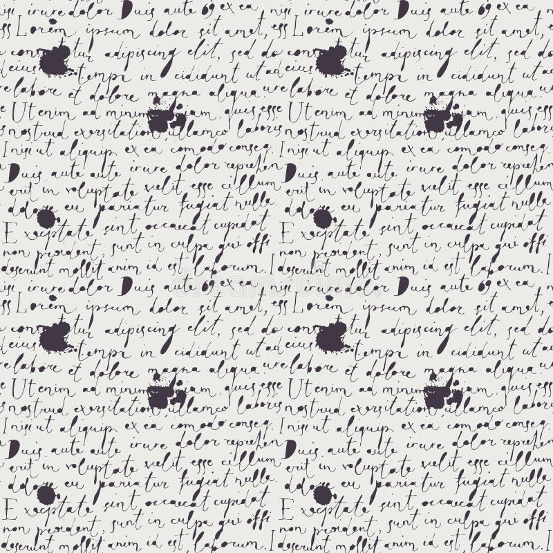 Seamless Pattern with Handwritten Text and Ink Blobs Stock Vector ...