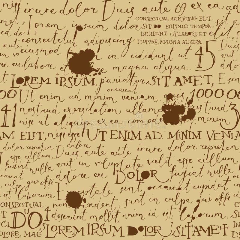 Seamless Pattern with Handwritten Text Lorem Ipsum Stock Vector ...