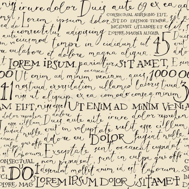 Seamless Pattern with Handwritten Text Lorem Ipsum Stock Vector ...