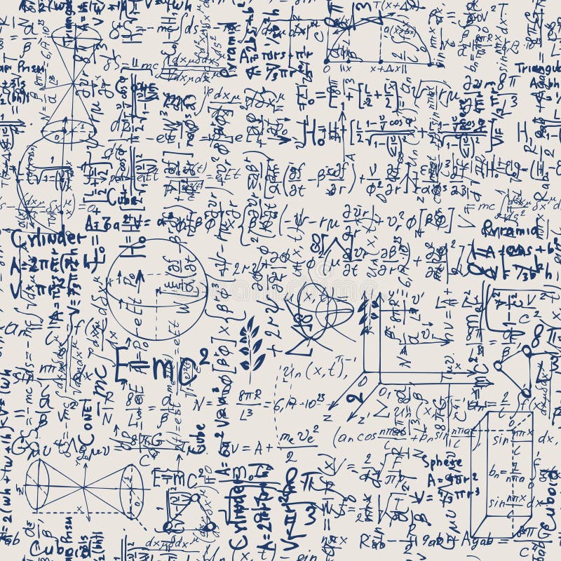 Seamless Pattern with Handwritten Text Mathematical Formulas Stock ...