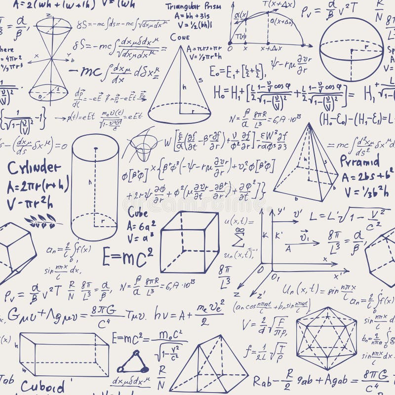 Seamless Pattern with Handwritten Text Mathematical Formulas Stock ...