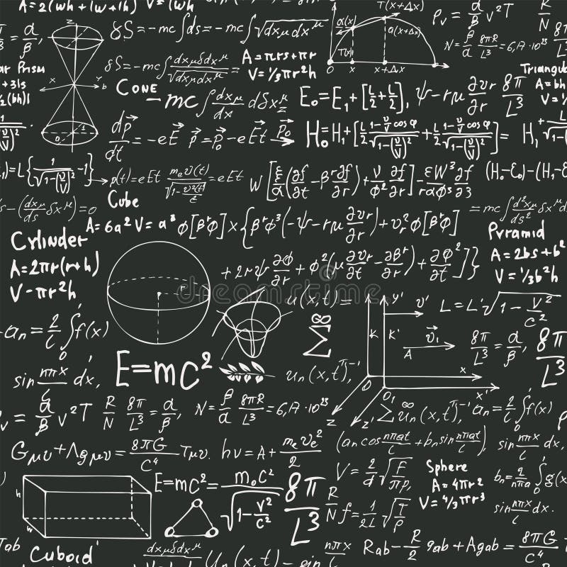 Seamless Pattern with Handwritten Text Mathematical Formulas and ...