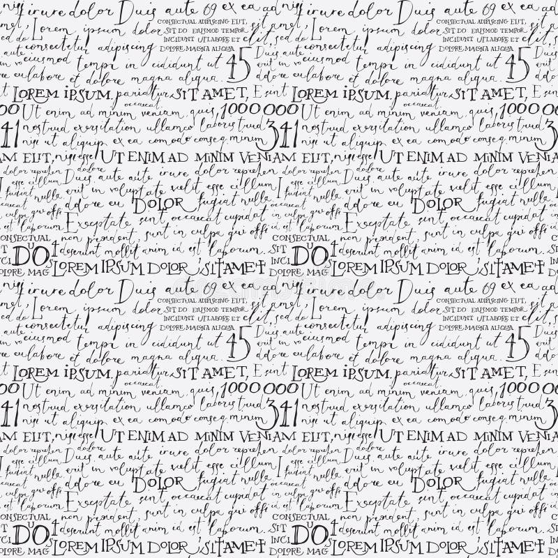 Seamless Pattern with Handwritten Text on Old Paper Backdrop Stock ...