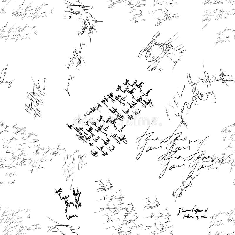 Seamless Pattern of Handwritten Text on a White Background Showcasing ...