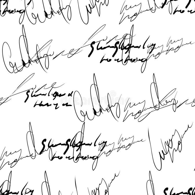 Seamless Pattern of Handwritten Text on White Paper in Monochrome Stock ...
