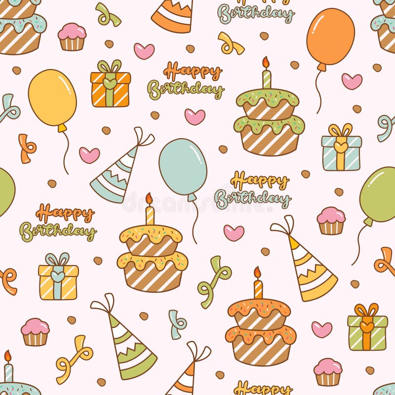 Seamless Pattern Happy Birthday Background Stock Vector - Illustration ...