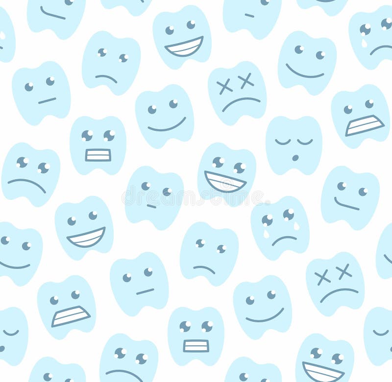 Seamless Pattern with Happy Teeth Stock Vector - Illustration of ...