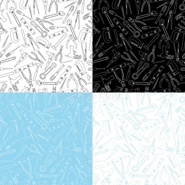 Seamless Pattern of Hardware Tool Set. Vector Carpenter or Locksmith ...