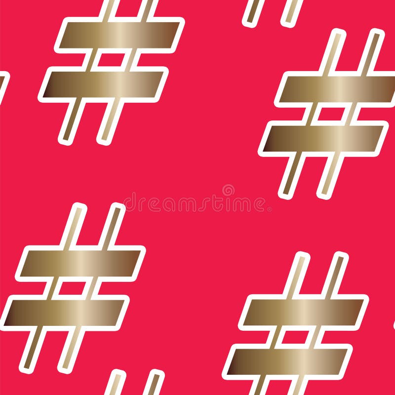 Seamless Pattern with Hashtag Symbol on Pink Background Stock Vector ...