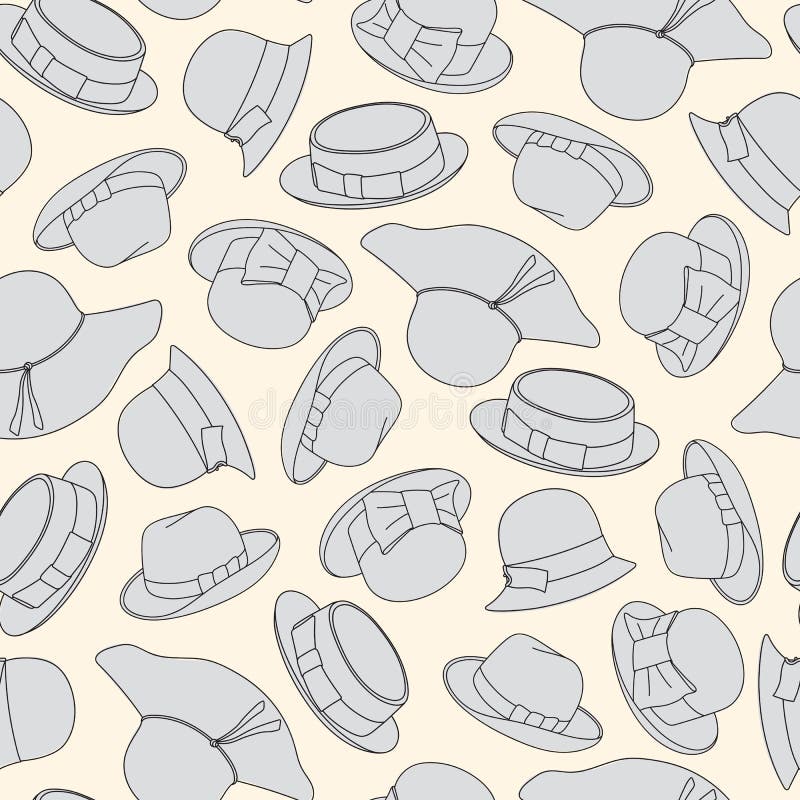 Seamless pattern with hats stock vector. Illustration of female - 127785585