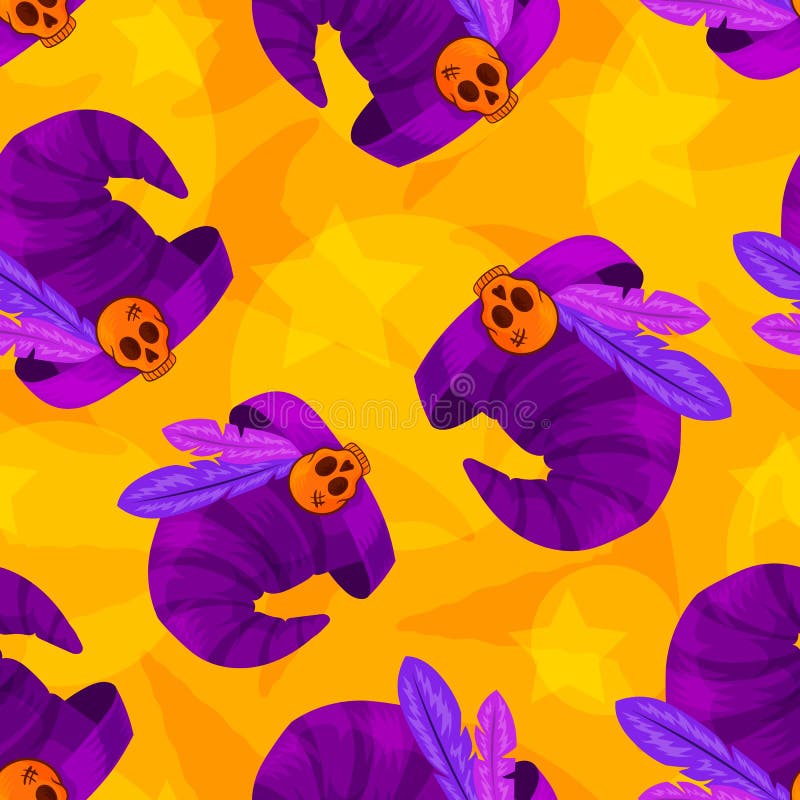 Seamless Pattern Hats of Wizards, Magicians, Witches of Different ...