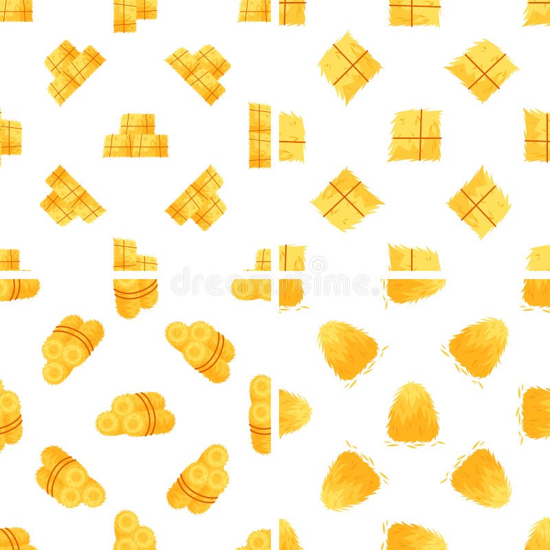 Seamless Pattern with Hay Bales and Haystacks Showing Different ...
