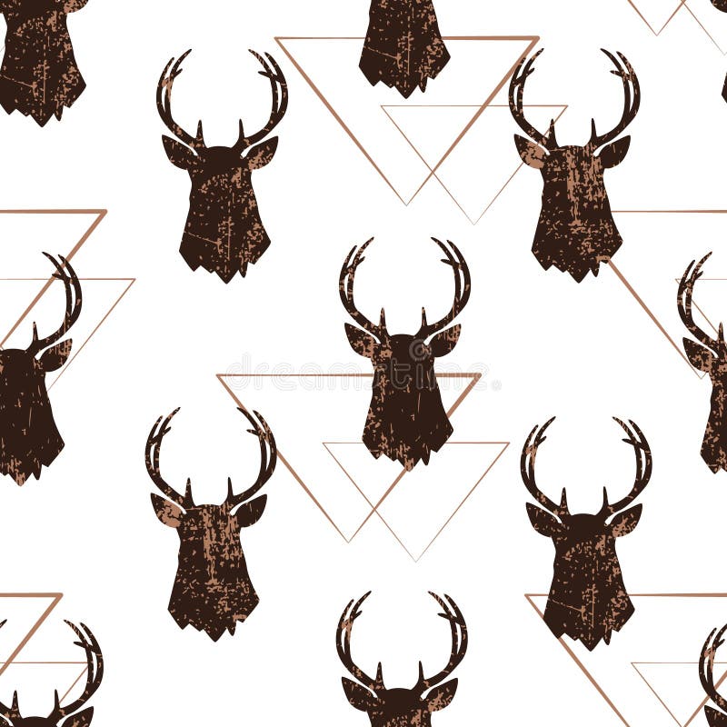 Seamless Pattern with the Head of Deer and Geometric Silhouettes ...