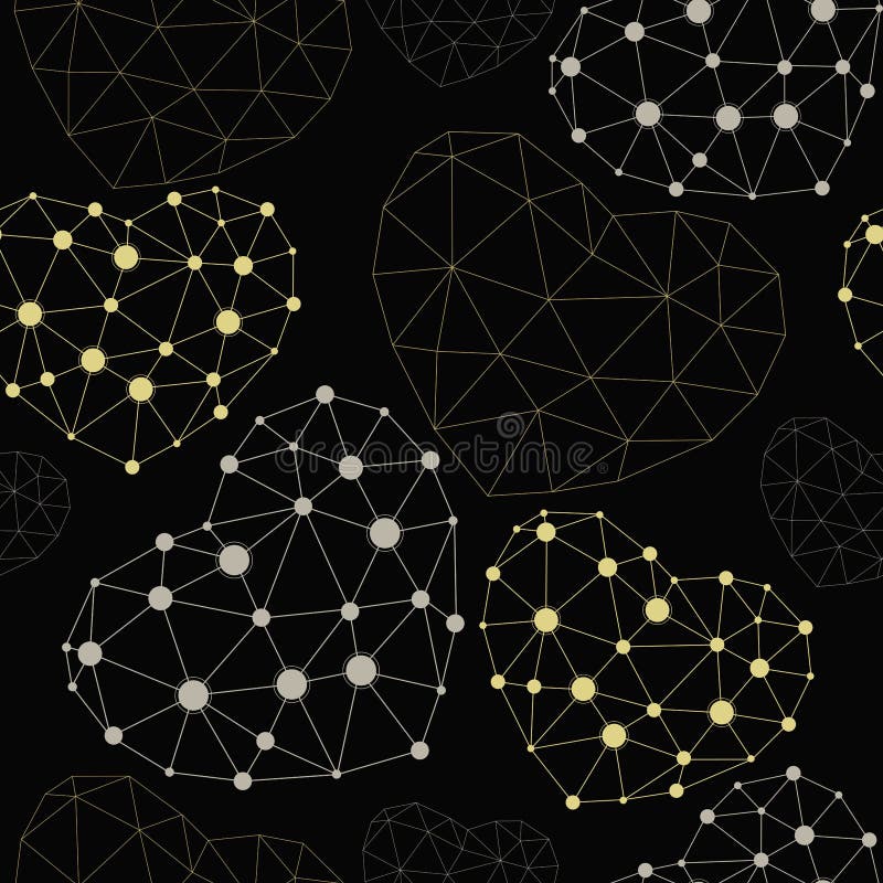 Seamless Pattern with Heart Made of Connected Dots Stock Vector ...