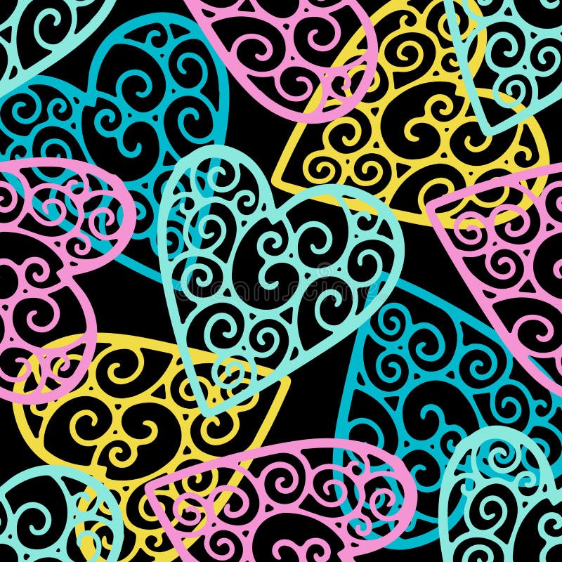 Seamless Pattern Heart Shape.Design Print Fabric Textile.Vintage Retro ...