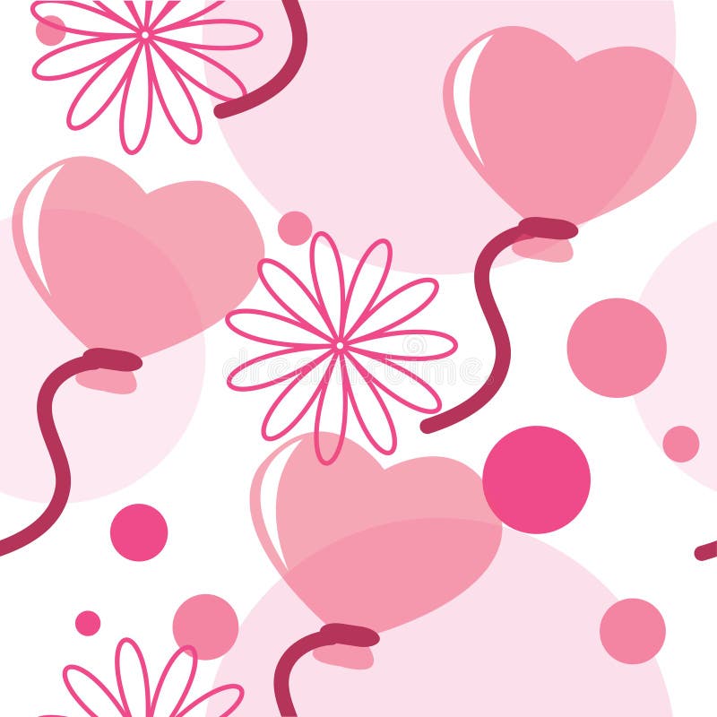 Seamless Pattern with Heart-shaped Balloons Stock Vector - Illustration ...