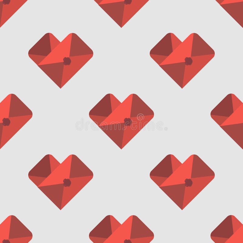 Seamless Pattern with Heart Shaped Mail Heart. Valentines Day Stock ...