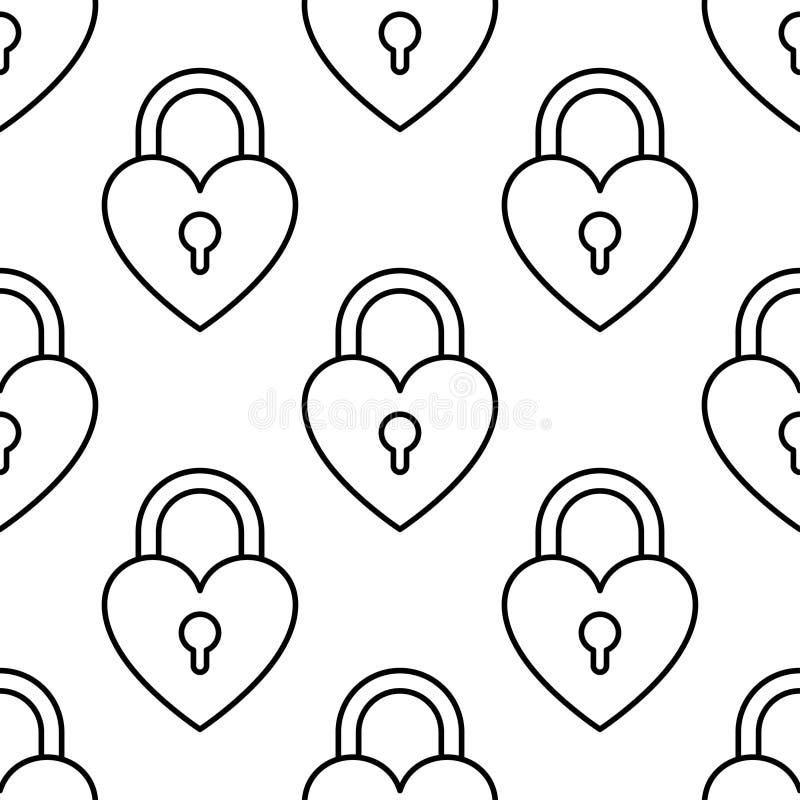 Seamless Pattern with Heart-shaped Padlock Icons Stock Vector ...