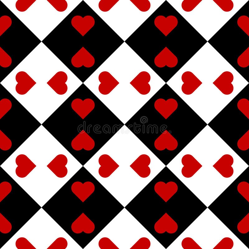 Seamless Pattern with Hearts Card Suit. Endless Background Stock Vector ...