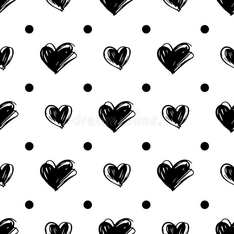 Seamless Pattern of Hearts in Cartoon Style Stock Vector - Illustration ...