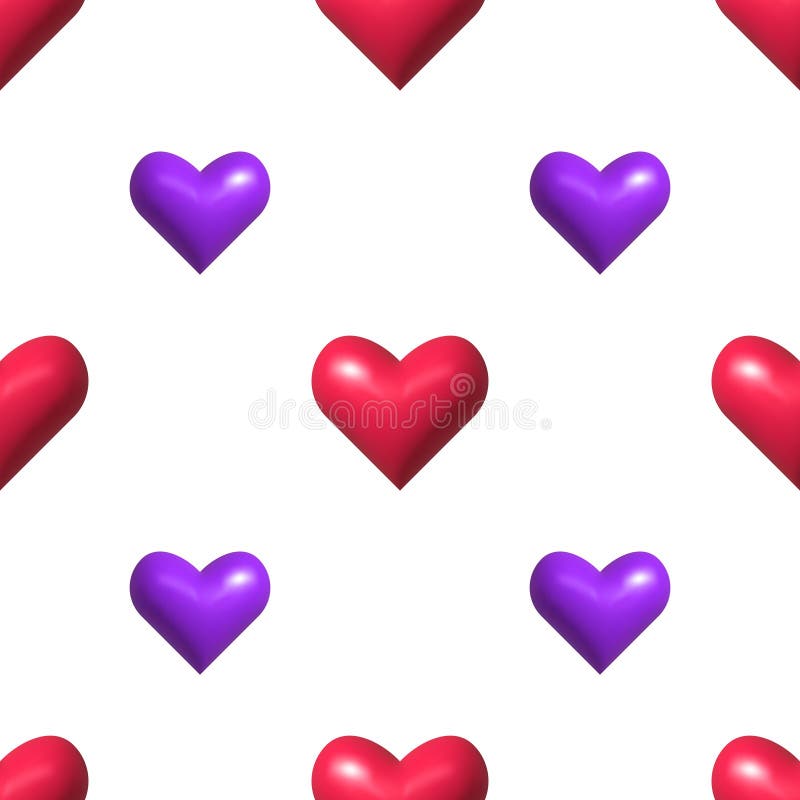 Seamless Pattern with Hearts 3d Vector Illustration Stock Vector ...