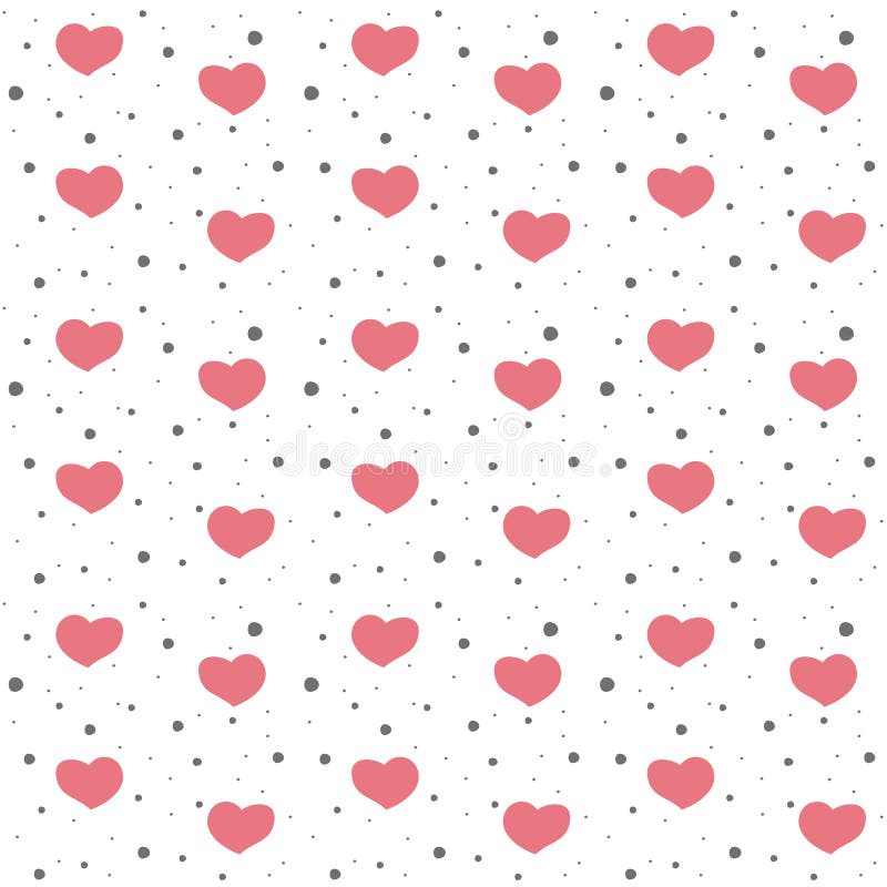 Seamless Pattern with Hearts and Dots Stock Illustration - Illustration ...