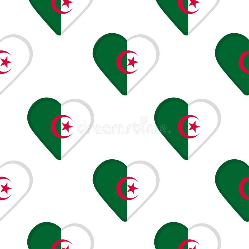 Seamless Pattern from the Hearts with Flag of Algeria. Stock ...