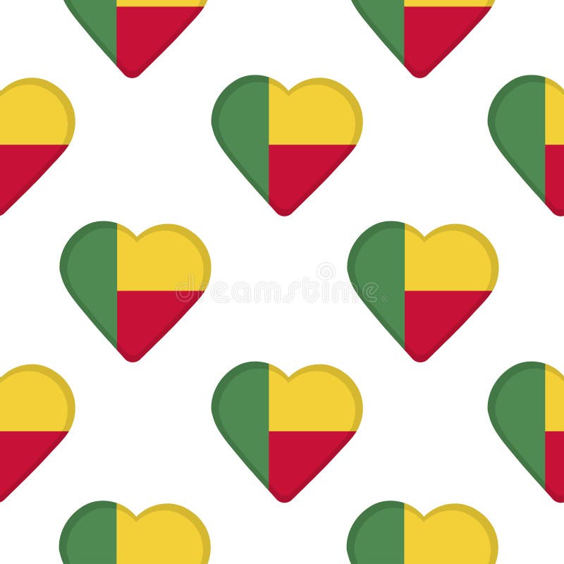 Seamless Pattern from the Hearts with Flag of Benin. Stock Illustration - Illustration of icon ...