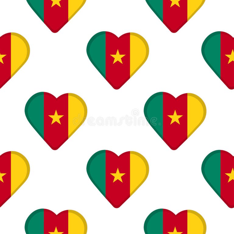 Seamless Pattern from the Hearts with Flag of Cameroon. Stock Vector ...