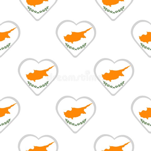 Seamless Pattern from the Hearts with the Flag of Cyprus. Stock ...