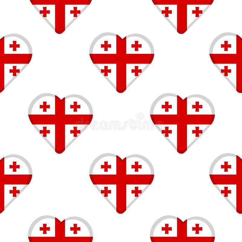 Seamless Pattern from the Hearts with Flag of Georgia. Stock ...