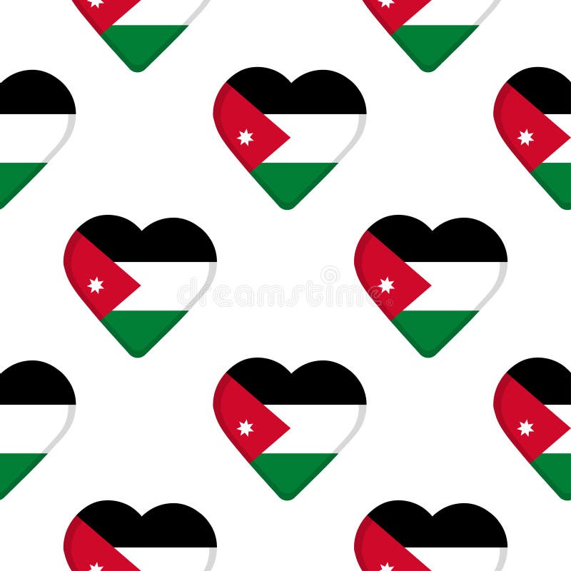 Seamless Pattern from the Hearts with Flag of Jordan. Stock ...