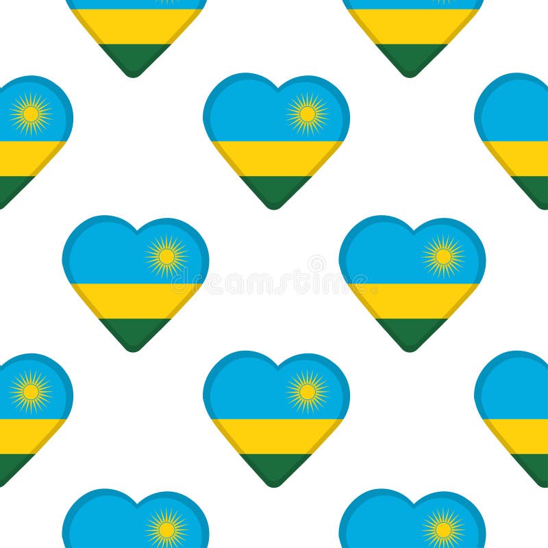 Seamless Pattern from the Hearts with Flag of Rwanda. Stock ...