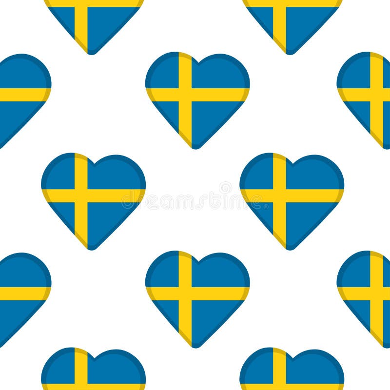 Seamless Pattern from the Hearts with Flag of Sweden. Stock Vector ...